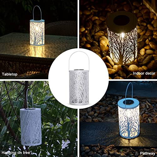 Solar Outdoor Lanterns Lights Table Lamp LED Garden Hanging Lanterns Decorations Waterproof Metal with Handle Solar Powered Edison Light Bulb for Yard Pathway Landscape Tabletop Tree Hanging (1)