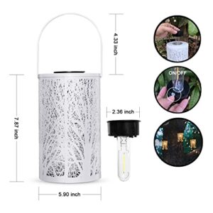 Solar Outdoor Lanterns Lights Table Lamp LED Garden Hanging Lanterns Decorations Waterproof Metal with Handle Solar Powered Edison Light Bulb for Yard Pathway Landscape Tabletop Tree Hanging (1)