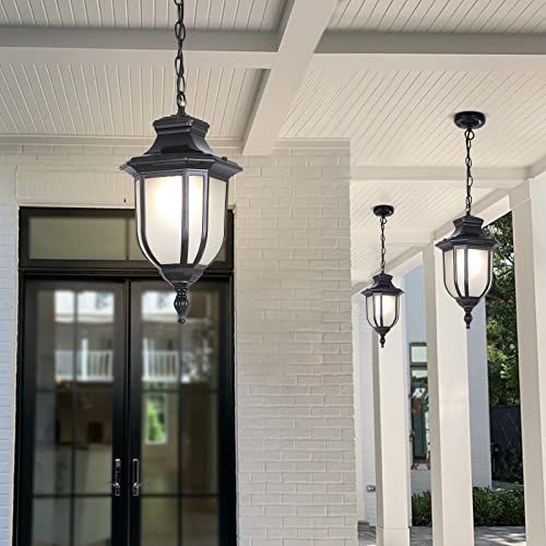 DAHGEO Outdoor Pendant Lights Waterproof Hanging Lights Fixture Corridor Courtyard Decoration Ceiling Lamp Aisle Villa Garden Pavilion Pendant Lantern Grape Frame Hanging Lamp