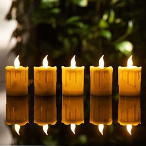 WAGJIER,6PCS,Solar Candles,Tea Lights Candles,Flameless Candles,Cafe Lights,Solar Rechargeable Battery,for Garden and Living Room Decoration (White)