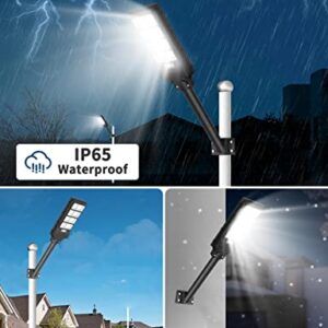 papasbox Solar Street Light 400W - 6500K LED Solar Power Street Lights with Panel 10000LM Dusk to Dawn Outdoor Flood Lighting Waterproof IP65 Exterior Motion Sensor Security Pole Lamp for Yard Garden