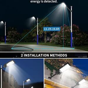 papasbox Solar Street Light 400W - 6500K LED Solar Power Street Lights with Panel 10000LM Dusk to Dawn Outdoor Flood Lighting Waterproof IP65 Exterior Motion Sensor Security Pole Lamp for Yard Garden