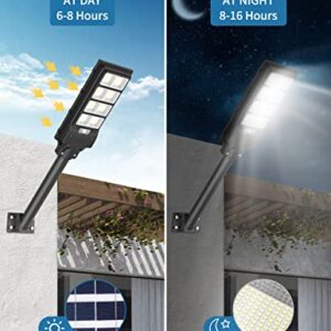 papasbox Solar Street Light 400W - 6500K LED Solar Power Street Lights with Panel 10000LM Dusk to Dawn Outdoor Flood Lighting Waterproof IP65 Exterior Motion Sensor Security Pole Lamp for Yard Garden