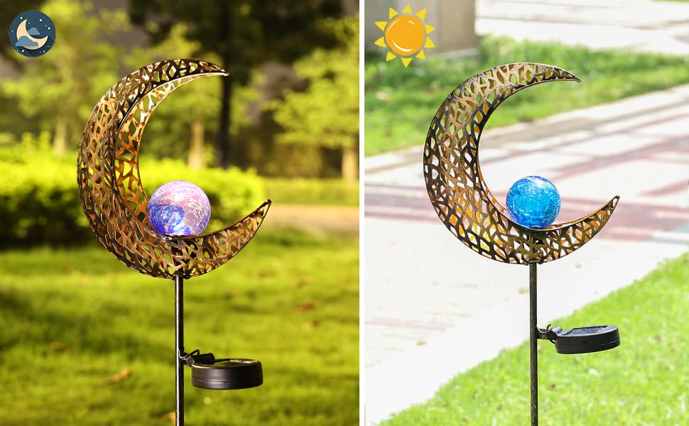 SHICHAO Solar Outdoor Waterproof Lights, Crescent-Shaped Appearance, Suitable for Garden Decoration, can Also be Given to Friends as a Landscape Decoration for Christmas Parties.