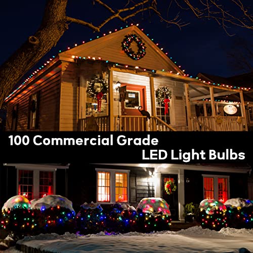 100 LED C9 Christmas Lights 66ft Green Wire Commercial LED Strawberry String Lights Outdoor Indoor C9 Bulbs Xmas Decorative Light Strand for Garden Yard Party Home Wreath Garland Christmas Tree (RGB)