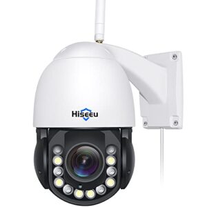 hiseeu wireless 30x optical zoom camera 3mp ptz camera outdoor two way audio 250ft night vision with floodlight, sound&light alarm high speed dome security camera humanoid detection