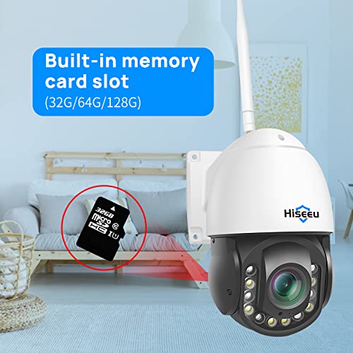 Hiseeu Wireless 30X Optical Zoom Camera 3MP PTZ Camera Outdoor Two Way Audio 250ft Night Vision with Floodlight, Sound&Light Alarm High Speed Dome Security Camera Humanoid Detection