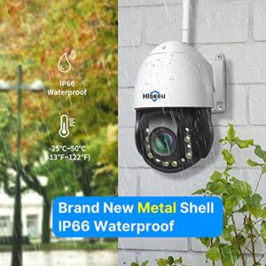 Hiseeu Wireless 30X Optical Zoom Camera 3MP PTZ Camera Outdoor Two Way Audio 250ft Night Vision with Floodlight, Sound&Light Alarm High Speed Dome Security Camera Humanoid Detection