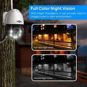 Hiseeu Wireless 30X Optical Zoom Camera 3MP PTZ Camera Outdoor Two Way Audio 250ft Night Vision with Floodlight, Sound&Light Alarm High Speed Dome Security Camera Humanoid Detection