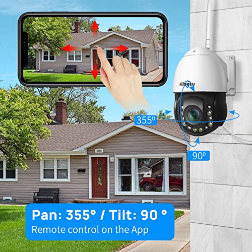 Hiseeu Wireless 30X Optical Zoom Camera 3MP PTZ Camera Outdoor Two Way Audio 250ft Night Vision with Floodlight, Sound&Light Alarm High Speed Dome Security Camera Humanoid Detection