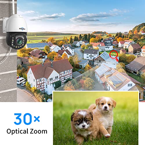 Hiseeu Wireless 30X Optical Zoom Camera 3MP PTZ Camera Outdoor Two Way Audio 250ft Night Vision with Floodlight, Sound&Light Alarm High Speed Dome Security Camera Humanoid Detection