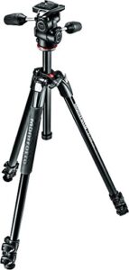 manfrotto 290 xtra aluminum 3-section tripod kit with 3-way head (mk290xta3-3wus) , black