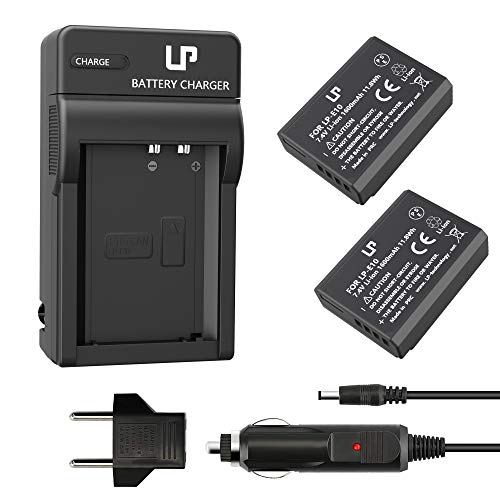 LP-E10 Battery Charger Pack, LP 2-Pack Battery & Charger, Compatible with Canon EOS Rebel T7, T6, T5, T3, T100, 4000D, 3000D, 2000D, 1500D, 1300D, 1200D, 1100D &More (Not for T3i T5i T6i T6s T7i)