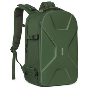 mosiso camera backpack, dslr/slr/mirrorless photography camera bag 15-16 inch waterproof hardshell case with tripod holder&laptop compartment compatible with canon/nikon/sony, army green