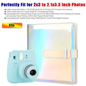 256 Pockets Photo Album for Fujifilm Instax 11 12 9 40 Mini Camera, Polaroid Camera, Photo Album for Fujifilm Instax Mini Evo Liplay 90 8 7+ Instant Camera, Polaroid HP Zink 2x3" Photos (Magic Silver)