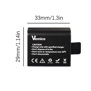 Vemico Action Camera Battery, 3x1050mAh Battery Rechargeable PG 1050 Battery for AKASO/Campark/APEMAN/DBPOWER/WiMiUS/AKASO EK7000/Brave 4/SJ4000 with Dual Battery Charger Kit