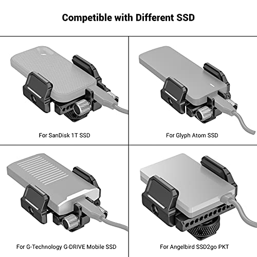 SMALLRIG SSD Mount Bracket SSD Holder for Samsung T5 SSD, for SanDisk SSD, for SanDisk SSD T5, Compatible with SMALLRIG Cage for BMPCC 4K & 6K, for Z Cam E2 & for Sigma fp - BSH2343