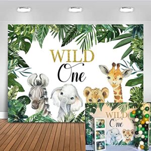 mocsicka safari wild one backdrop safari animal first birthday party background jungle boy 1st birthday party decorations photography background (7x5ft)