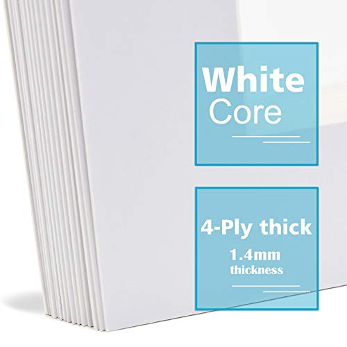 Egofine 8x10 White Picture Mats Pack of 14, Frame Mattes for 5x7 Pictures, Acid Free, 1.2mm Thickness, with Core Bevel Cut