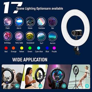 Weeylite 18 inch RGB Ring Light Kit, App Control 360° Full Color LED Selfie Ring Light with Stand and Phone Holder/Remote, Dimmable Bi-Color 2500K–8500K CRI 95+ Ring Lights for TikTok YouTube Makeup