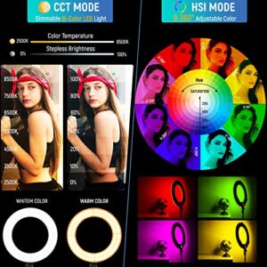 Weeylite 18 inch RGB Ring Light Kit, App Control 360° Full Color LED Selfie Ring Light with Stand and Phone Holder/Remote, Dimmable Bi-Color 2500K–8500K CRI 95+ Ring Lights for TikTok YouTube Makeup