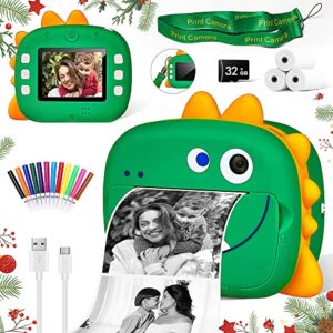 kids camera instant print,zero ink camera for kids 1080p hd,selfie digital camera with print paper,2.4 inch screen kids video camera,birthday gift for boys girls 3-12