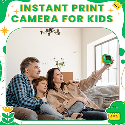 Kids Camera Instant Print,Zero Ink Camera for Kids 1080P HD,Selfie Digital Camera with Print Paper,2.4 Inch Screen Kids Video Camera,Birthday Gift for Boys Girls 3-12