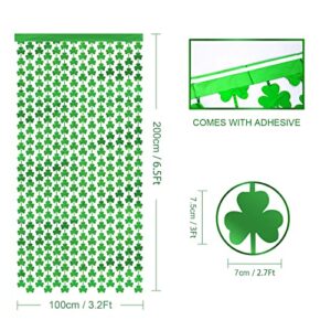 LOLStar 3 Pack St. Patrick's Day Foil Fringe Curtains Lucky St Patricks Day Party Decorations 3.3 x 6.6 ft Shamrock Tinsel Curtain Photo Prop Backdrop Streamer Backdrop for Irish Party Decoration