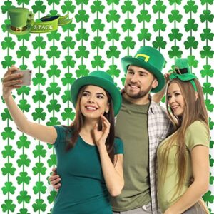 LOLStar 3 Pack St. Patrick's Day Foil Fringe Curtains Lucky St Patricks Day Party Decorations 3.3 x 6.6 ft Shamrock Tinsel Curtain Photo Prop Backdrop Streamer Backdrop for Irish Party Decoration