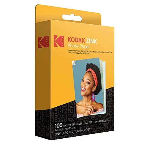 Kodak 2"x3" Premium Zink Photo Paper (100 Sheets) Compatible with Kodak PRINTOMATIC, Kodak Smile and Step Cameras and Printers