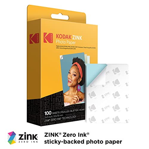 Kodak 2"x3" Premium Zink Photo Paper (100 Sheets) Compatible with Kodak PRINTOMATIC, Kodak Smile and Step Cameras and Printers