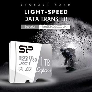 Silicon Power 1TB Superior Micro SDXC UHS-I (U3), V30 4K A2, Compatible with Nintendo-Switch, Steam Deck, High Speed MicroSD Card with Adapter