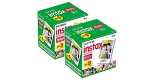 fujifilm instax mini instant film, 10 sheets of 5 pack × 2 (100 sheets)