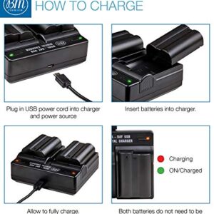 BM Premium 2 Pack of EN-EL15B Batteries and Dual Battery Charger for Nikon Z6, Z7, D780, D850, D7500, 1 V1, D500, D600, D610, D750, D800, D800E, D810, D810A, D7000, D7100, D7200 Digital Cameras