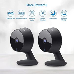 LaView Smart Indoor Security Camera for Home(2 Pack), 1080p HD Baby Monitor with Motion and Sound Detection,Two-Way Audio, Night Vision, US Cloud Server & SD Card Storage, Compatible with Alexa