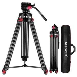 neewer 79”/200cm video tripod, heavy duty aluminum alloy camera tripod stand with 360°fluid drag head, qr plate compatible with canon nikon sony and other dslr camera camcorder, load up to 17.6lb/8kg