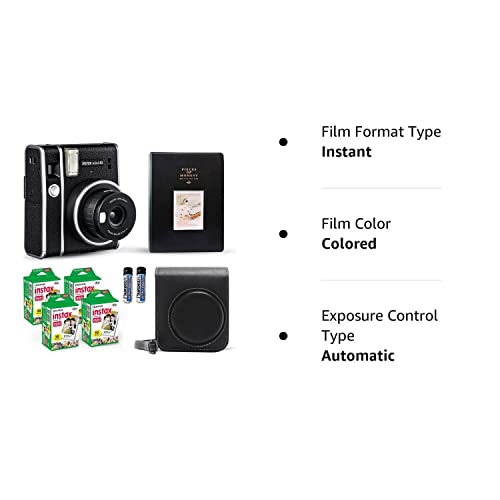 Fujifilm Instax Mini 40 Instant Camera Vintage Black. + Fujifilm Value Pack (40 Sheets) + Shutter Accessories Bundle, Includes Vintage Style Compatible Carrying Case, Black Photo Album 64 Pockets