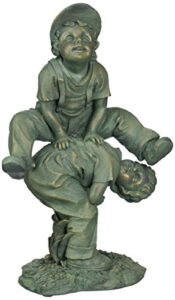 design toscano ng30439 leap froggin playing boys garden statue,full color