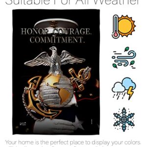 Honor Courage Commitment Garden Flag - Armed Forces Marine Corps USMC Semper Fi United State American Military Veteran Retire Official - House Banner Small Yard Gift Double-Sided 13 X 18.5