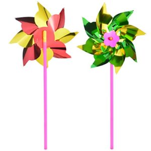 Plastic Rainbow Pinwheel,Windmill Party Pinwheels DIY Pinwheels Set for Kids Toy Garden Lawn Party Decor (100)