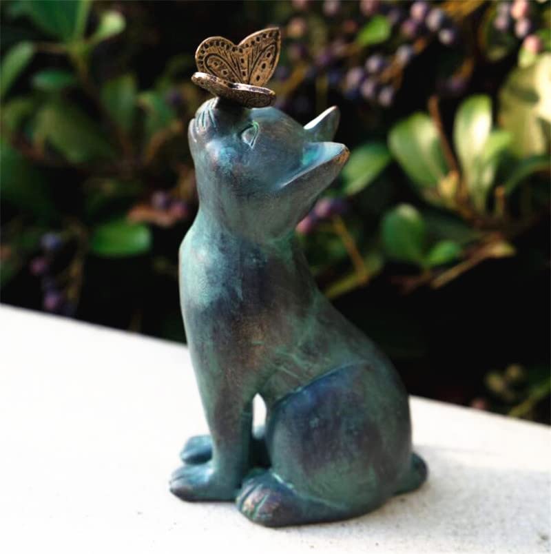 EatingBiting Home Garden Statue Butterfly Stuck on cat Nose Sculpture Ornament Decorative Figurine Fairy Art Yard Décor Statue for Patio Lawn, Home Office Ornaments Housewarming Gifts