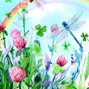 Texupday Clover Shamrock Floral Rainbow Dragonfly Decoration St.Patrick's Day Spring Vertical Garden Flag Farmhouse Holiday Party Outdoor Yard Banner 12" x 18"