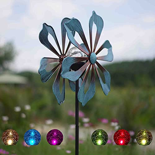 Solar Wind Spinners for Yard and Garden,(59''Height) Garden Sculptures & Statues,Wind Sculptures & Spinners,Windmills for The Yard Garden