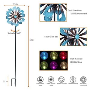 Solar Wind Spinners for Yard and Garden,(59''Height) Garden Sculptures & Statues,Wind Sculptures & Spinners,Windmills for The Yard Garden