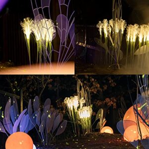 AOLIY Solar Garden Flower Lights, 2 Pack Reed Outdoor LED Waterproof Garden Stake Lights Path Decorative for Patio Yard Pathway Landscape Enlarged Solar Panel.(Warm White)