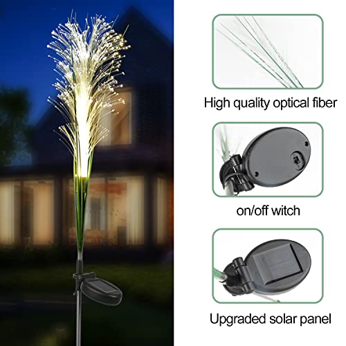 AOLIY Solar Garden Flower Lights, 2 Pack Reed Outdoor LED Waterproof Garden Stake Lights Path Decorative for Patio Yard Pathway Landscape Enlarged Solar Panel.(Warm White)