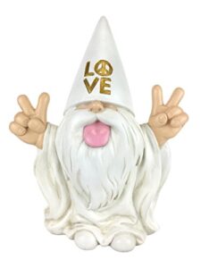 glitzglam rocker gnome – “george” – peace and love – this gnome brings peace and love to all and your fairy garden and gnome garden 10 inches tall garden gnome figurine