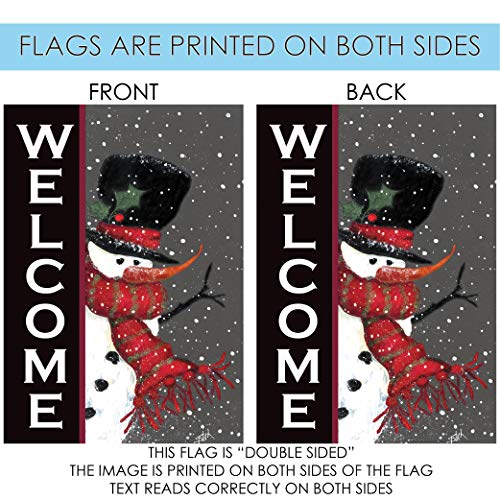 Toland Home Garden 100563 Snowman Welcome Winter Flag 28x40 Inch Double Sided Winter Garden Flag for Outdoor House Flag Yard Decoration