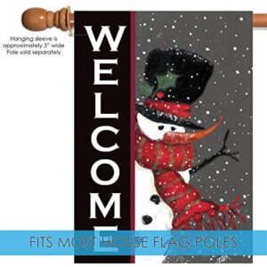 Toland Home Garden 100563 Snowman Welcome Winter Flag 28x40 Inch Double Sided Winter Garden Flag for Outdoor House Flag Yard Decoration