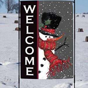 Toland Home Garden 100563 Snowman Welcome Winter Flag 28x40 Inch Double Sided Winter Garden Flag for Outdoor House Flag Yard Decoration